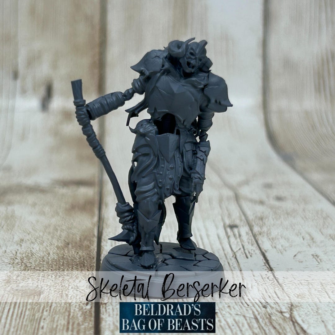 Skeletal Berserker TTRPG Miniature: Skeleton, D&D 5e, Pathfinder, 32mm ...