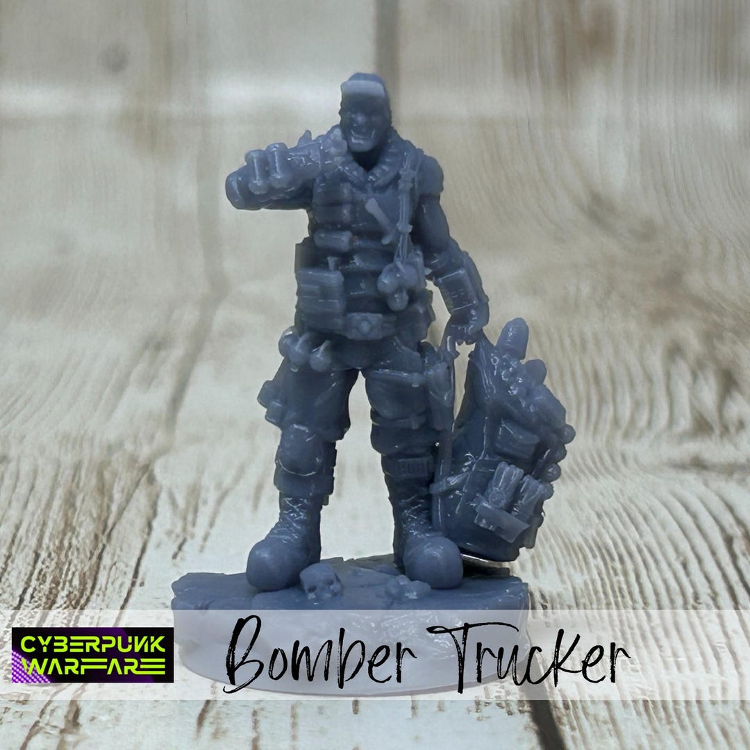 Cyberpunk Bomber Trucker Miniature: D&D 5e, Pathfinder, 32mm Scale ...
