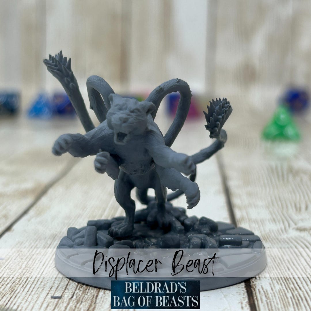 Displacer Beast Monster Miniature: TTRPG, D&D 5e, Pathfinder, 32mm ...
