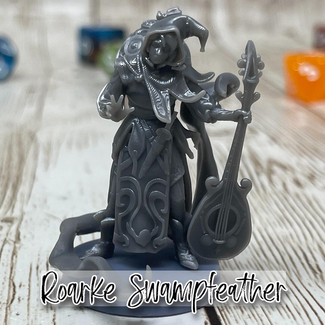Roarke Swampfeather, Human Bard Miniature: D&D, Pathfinder, Primed ...