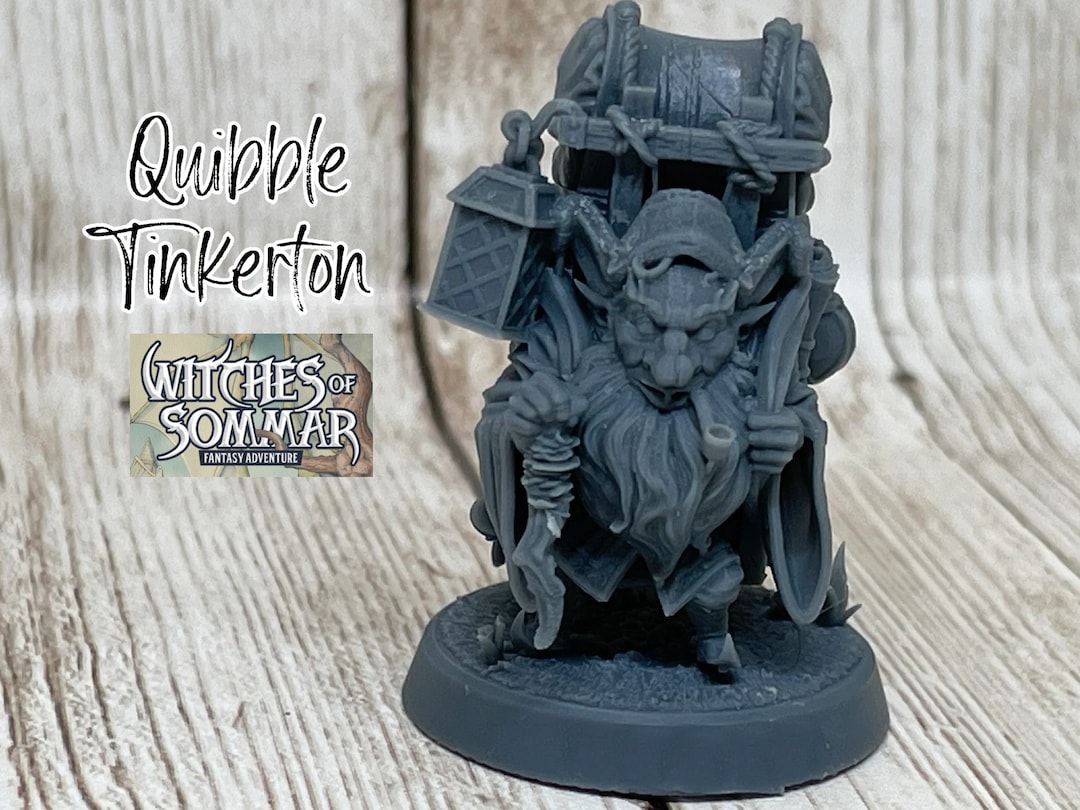Quibble Tinkerton, Gnome Merchant Miniature: D&D 5e, Pathfinder, 32mm ...