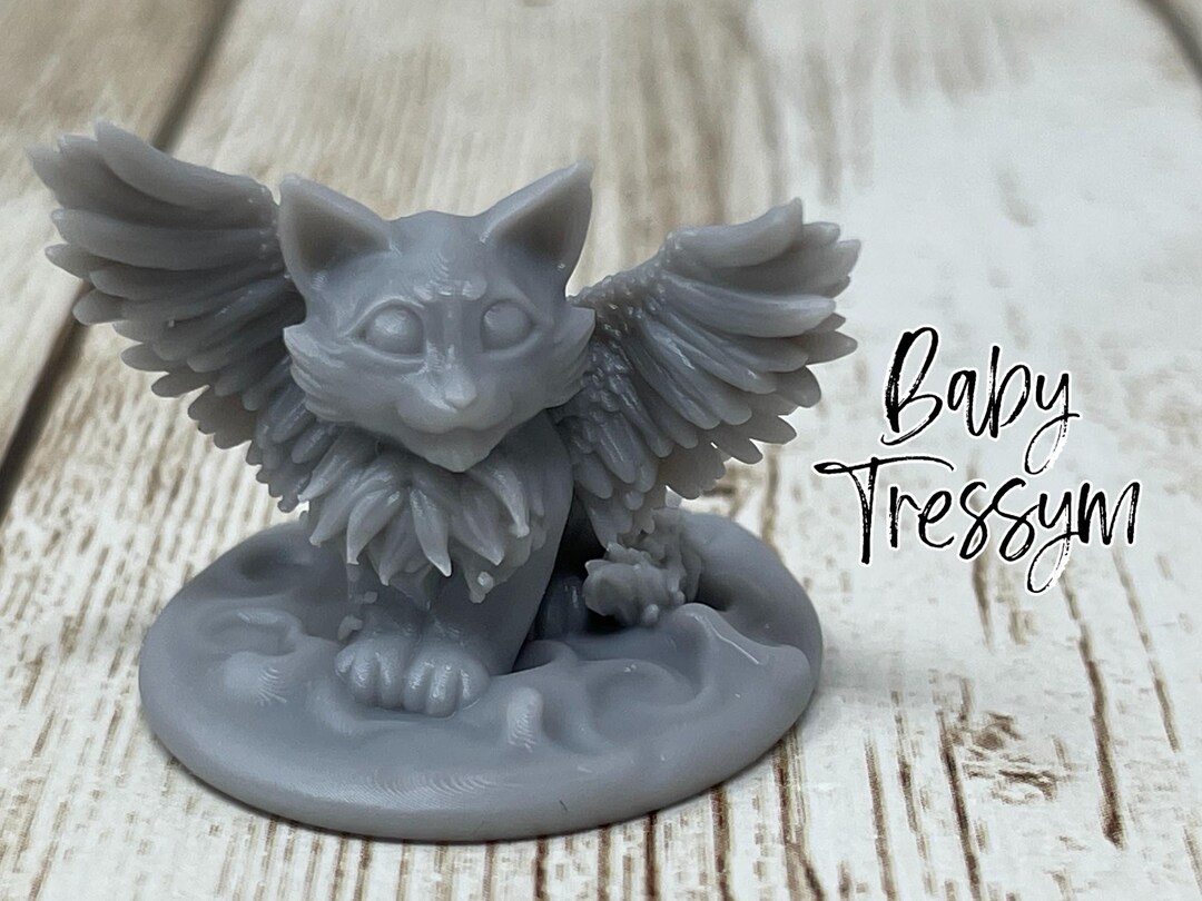 Baby Tressym Monster Miniature: D&D 5e, Pathfinder, 32mm Scale, Primed ...