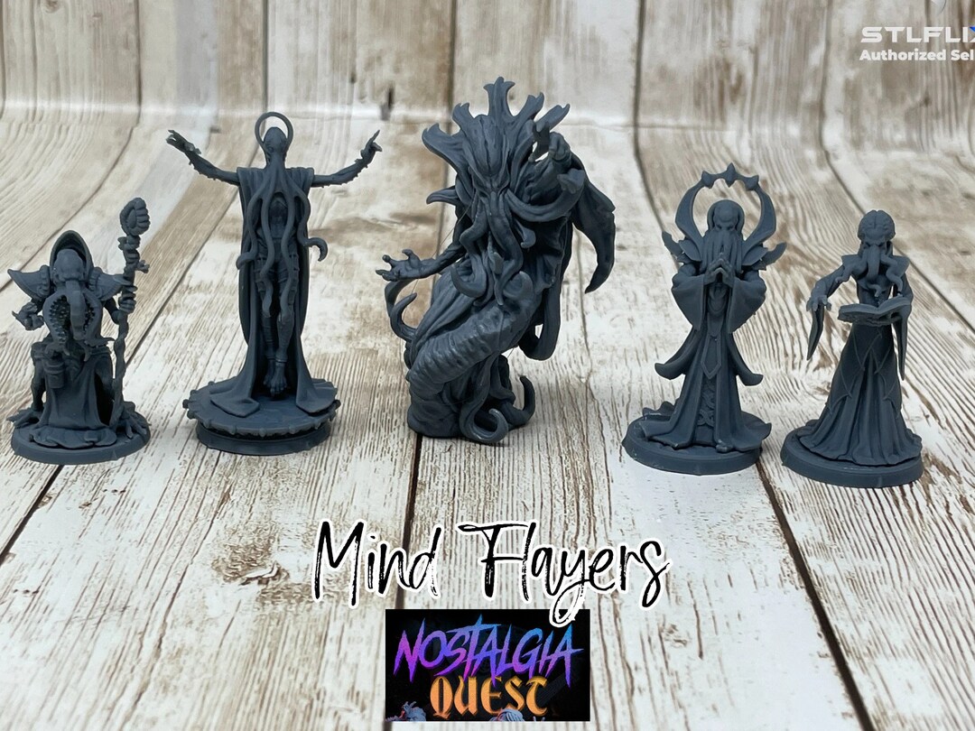 Mind Flayer Monster Miniatures: D&D 5e, Pathfinder, 32mm Scale, Primed ...