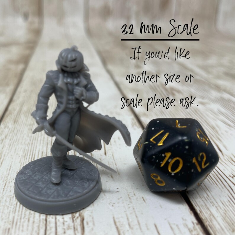 Headless Horseman Monster Miniature: Pumpkin, D&D 5e, Pathfinder, 32mm ...