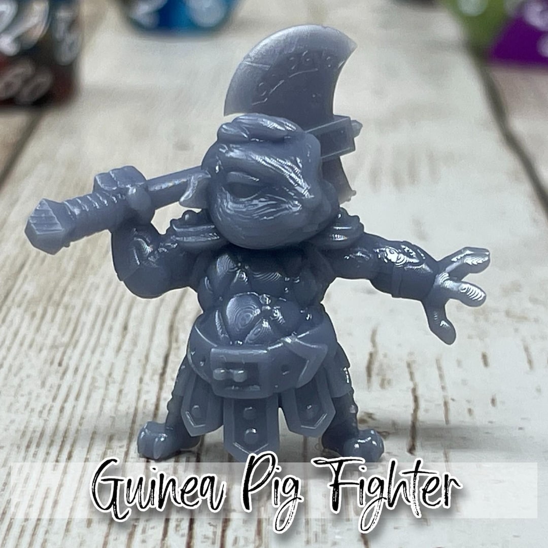 Guinea Pig Barbarian Miniature: D&D 5e, Pathfinder, 32mm Scale, Primed ...