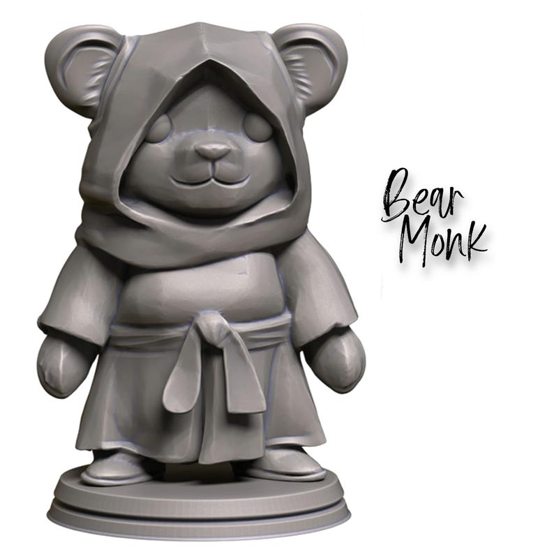 Bear Monk Miniature: D&D 5e, Pathfinder, 32mm Scale, Primed/unprimed - Etsy