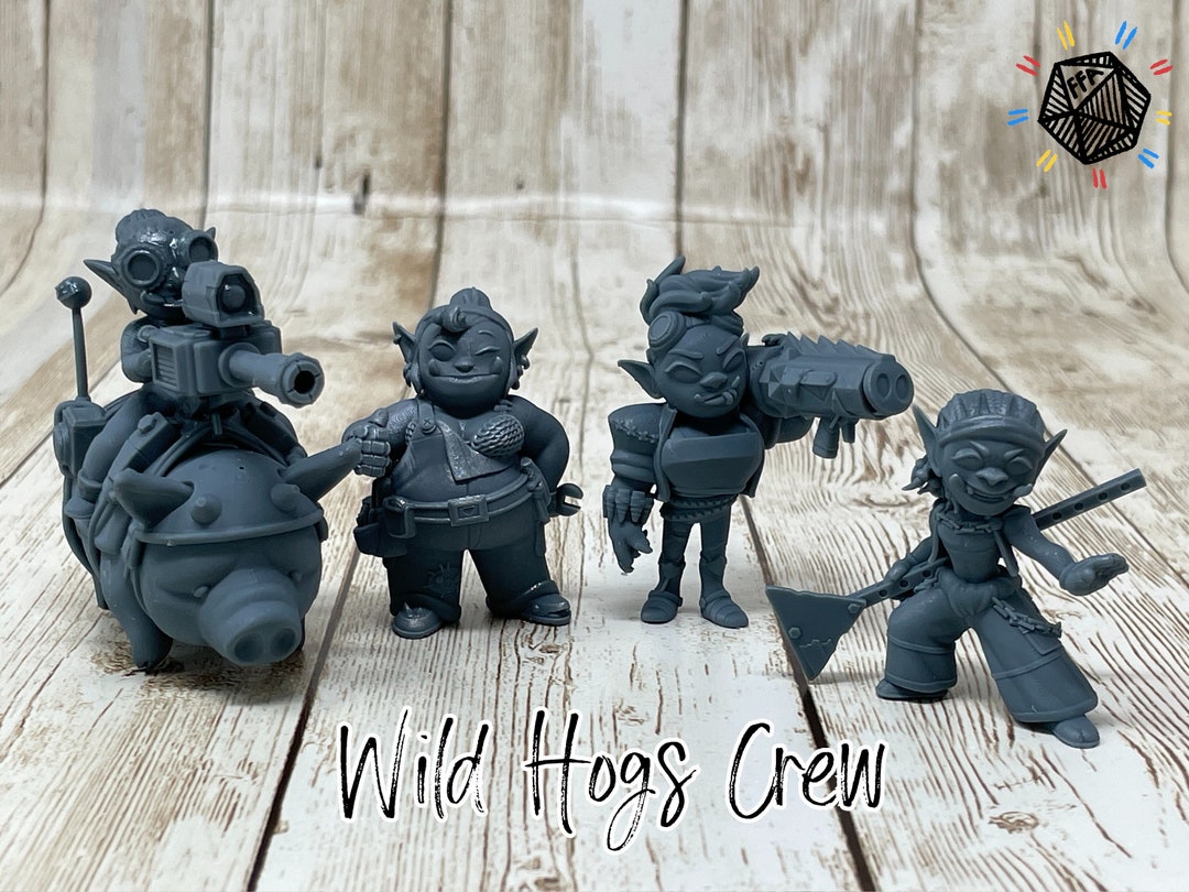 Wild Hog Crew Miniatures: 4 Options, D&D 5e, Pathfinder, 32mm Scale ...