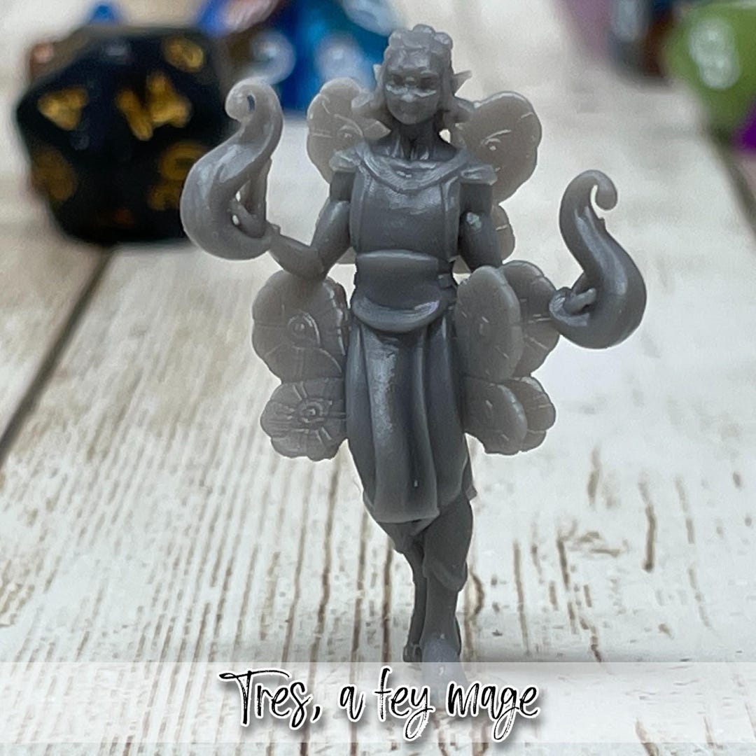 Tres, Fey Mage With Wings TTRPG Miniature: D&D, Dnd, Pathfinder, RPG ...