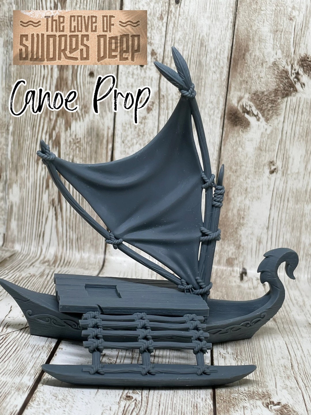 Prop Canoe Boat Miniature: D&D 5e, Pathfinder, 32mm Scale, Primed ...