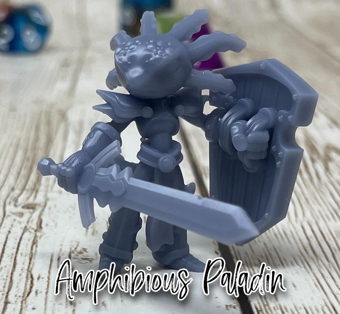 Axolotl Paladin TTRPG Miniature: Amphibious, D&D, Dnd, Pathfinder, RPG ...