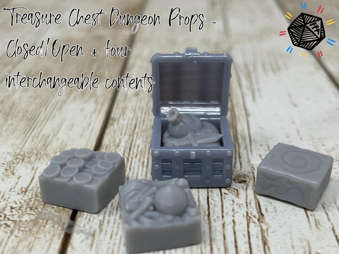 Prop Treasure Chest Dungeon Set Miniature: Interchangeable Contents, D ...