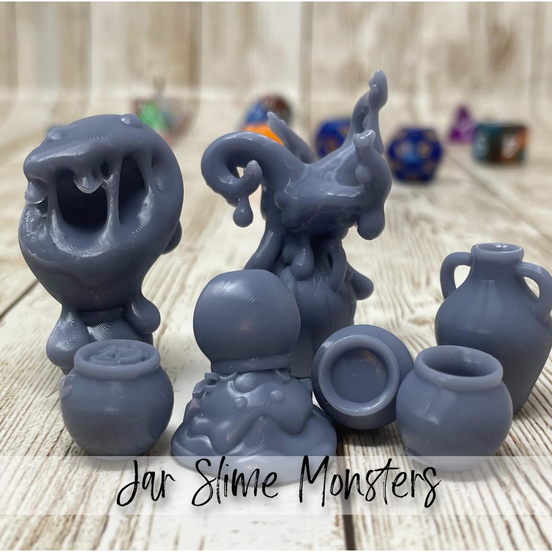 Jars of Slime Monster Miniature: D&D 5e, Pathfinder, 32mm Scale, Primed ...