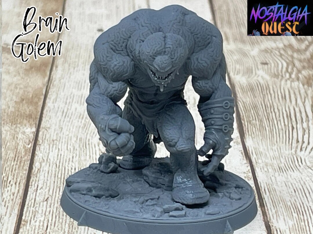 Brain Golem Monster Miniature: D&D 5e, Pathfinder, 32mm Scale, Primed ...