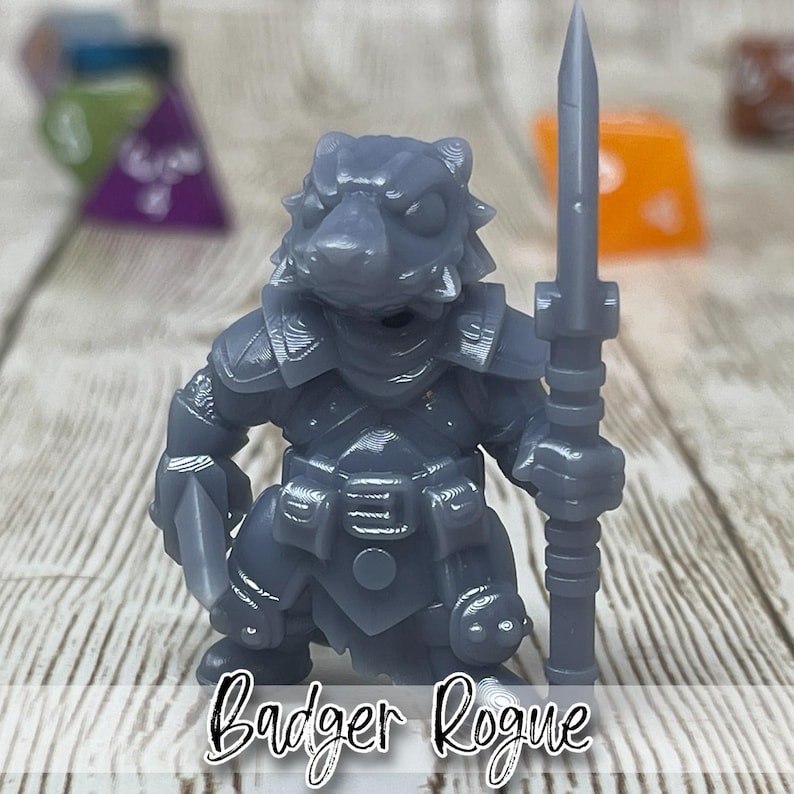 Badger Rogue TTRPG Miniature: Familiar, Companion, D&D, Dnd, Pathfinder ...