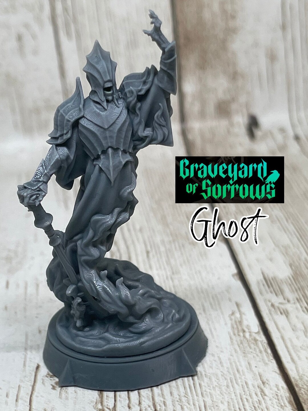 Ghost With Mace Monster Miniature: D&D 5e, Pathfinder, 32mm Scale ...