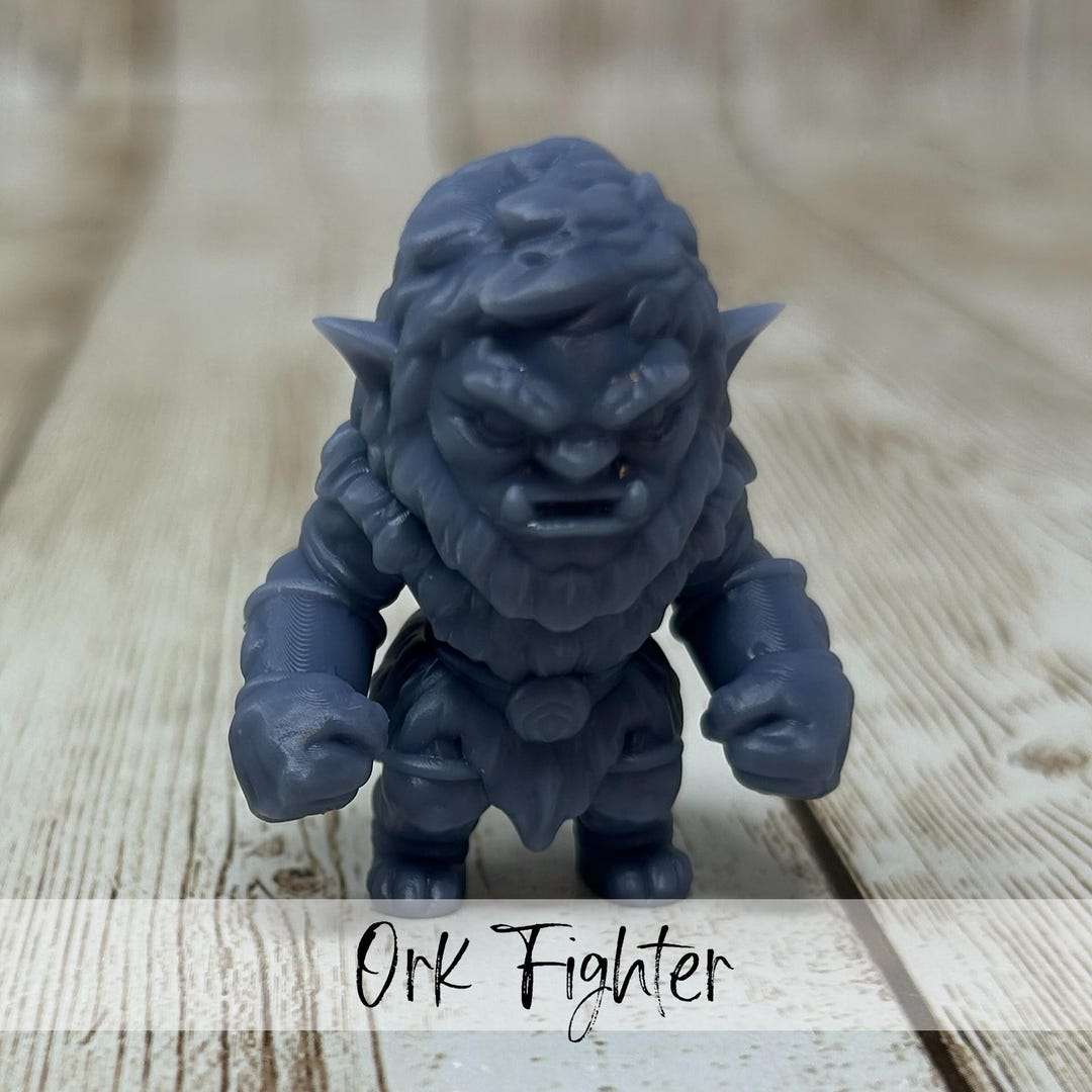 Ork Fighter Miniature: Barbarian, Magic User, D&D 5e, Pathfinder, 32mm ...
