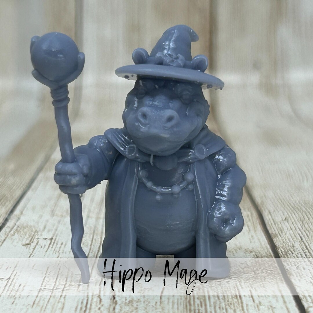 Hippo Mage Miniature: D&D 5e, Pathfinder, 32mm Scale, Primed/unprimed ...