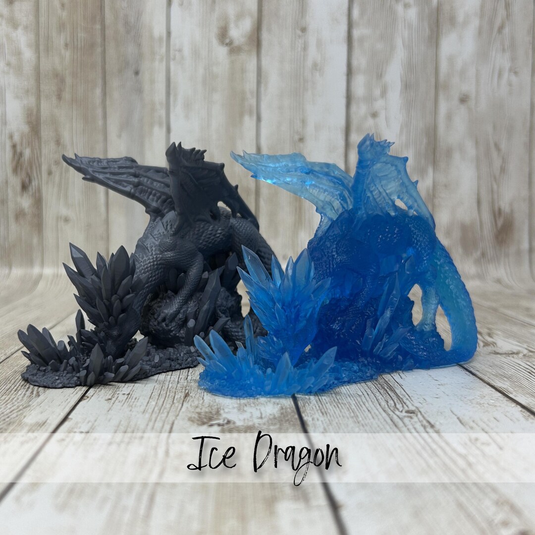 Ice Dragon Monster Miniature: D&D 5e, Pathfinder, 32mm Scale, Primed ...