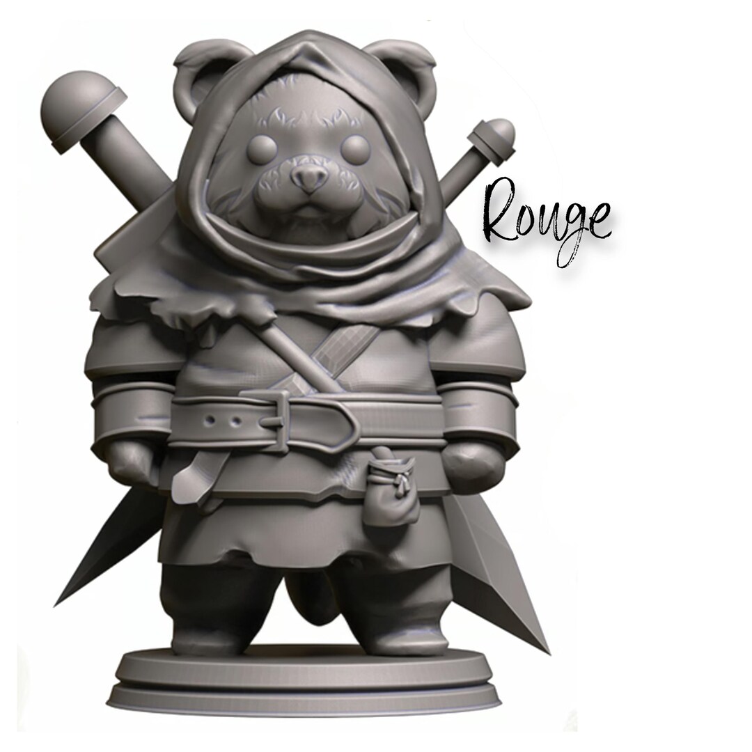Rogue Bear | Male | Sword | Dagger | Cute | Hood | 32mm | D&D Dungeons ...