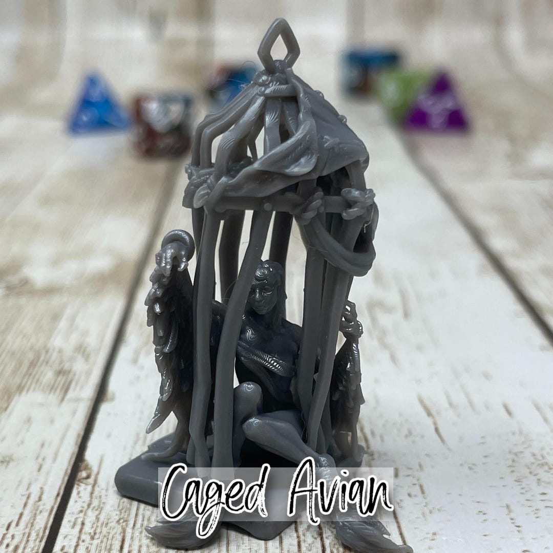 Caged Avian Miniature: D&D 5e, Pathfinder, 32mm Scale, Primed/unprimed ...