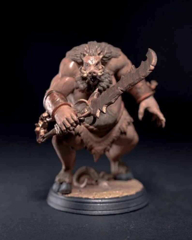 Wilbur Pig-folk Fighter Miniature: D&D 5e, Pathfinder, 32mm Scale ...