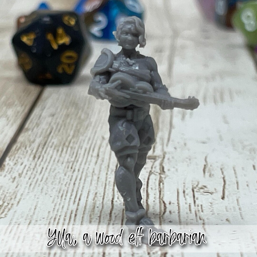 Ylla, Wood Elf Bard Miniature: Lute, D&D 5e, Pathfinder, 32mm Scale ...