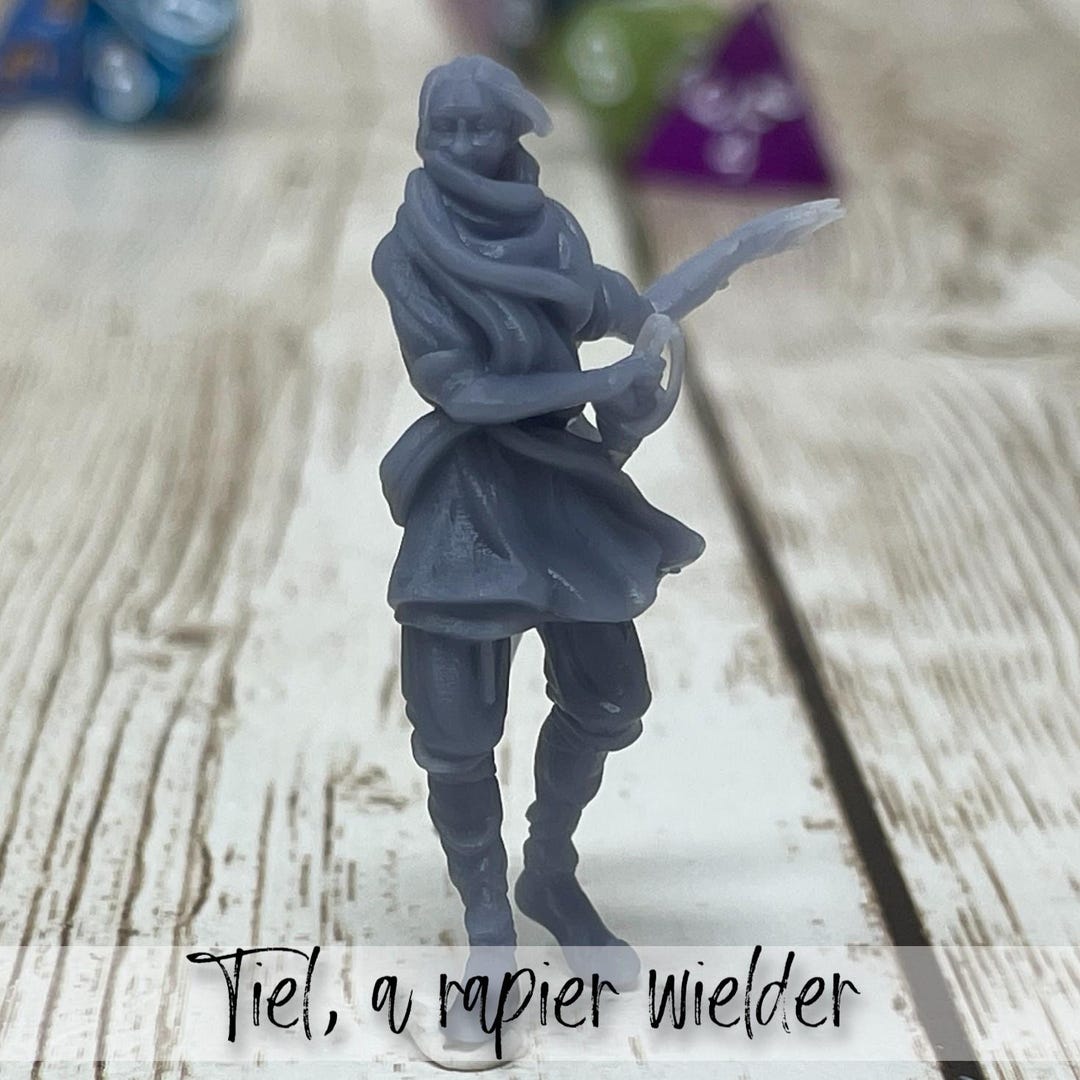 Tiel, a Rapier Wielding Rogue Miniature: D&D 5e, Pathfinder, 32mm Scale ...