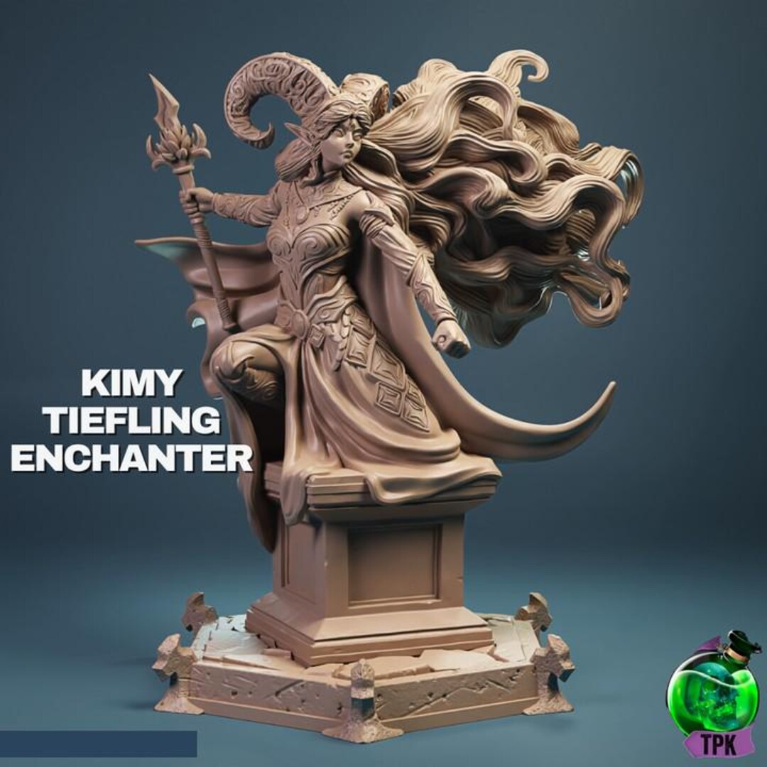 Kimy Tiefling Enchantress Miniature: With/without Sword, D&D ...