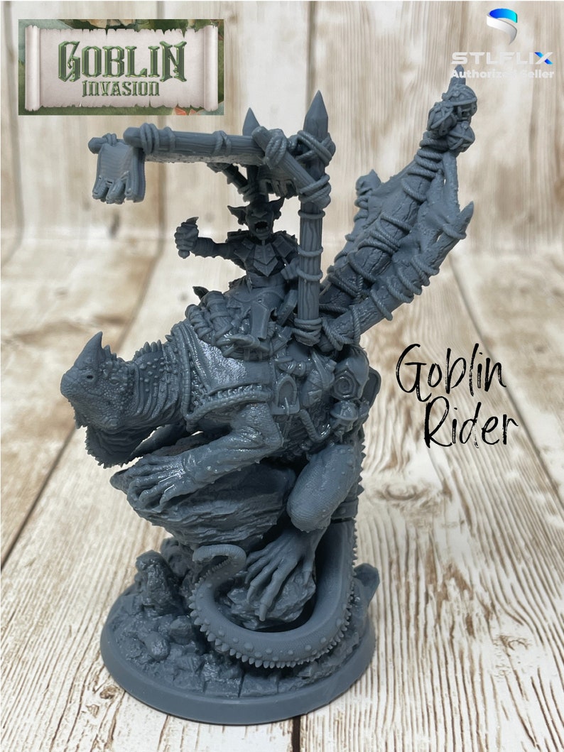 Goblin Rider With Lizard Mount Miniature: D&D 5e, Pathfinder, 32mm ...