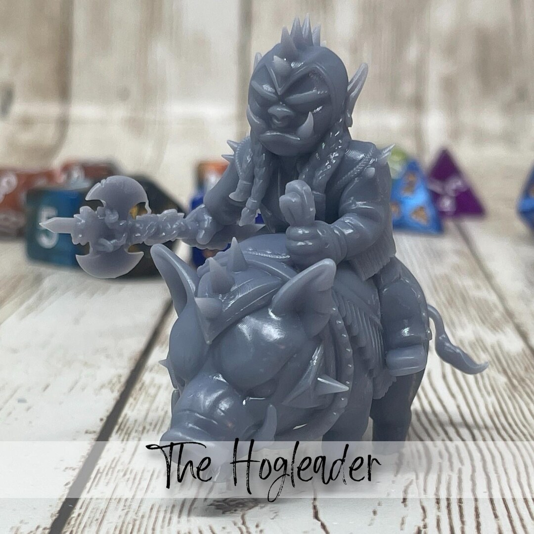Orc Hogleader Monster Miniature: Pig Mount, D&D 5e, Pathfinder, 32mm ...