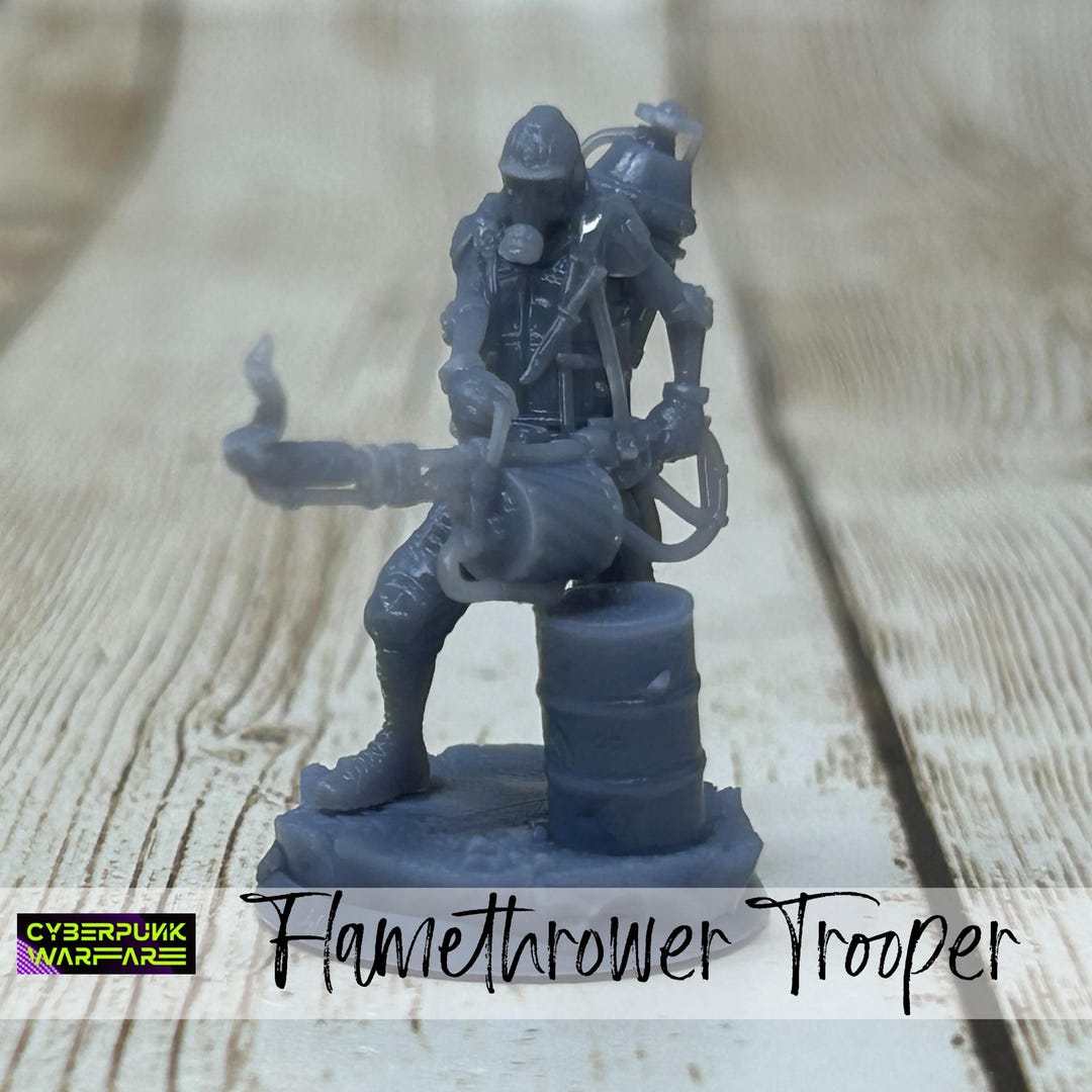Cyberpunk Flamethrower Trooper Miniature: D&D 5e, Pathfinder, 32mm ...