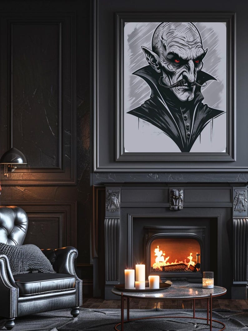 Gothic Nosferatu Vampire Satin Poster: Dark Art Halloween Decor - Etsy