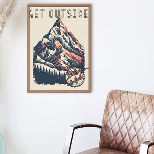 Get Outside Mountain Wall Art, Adventure Digital Print, Explore Stay ...