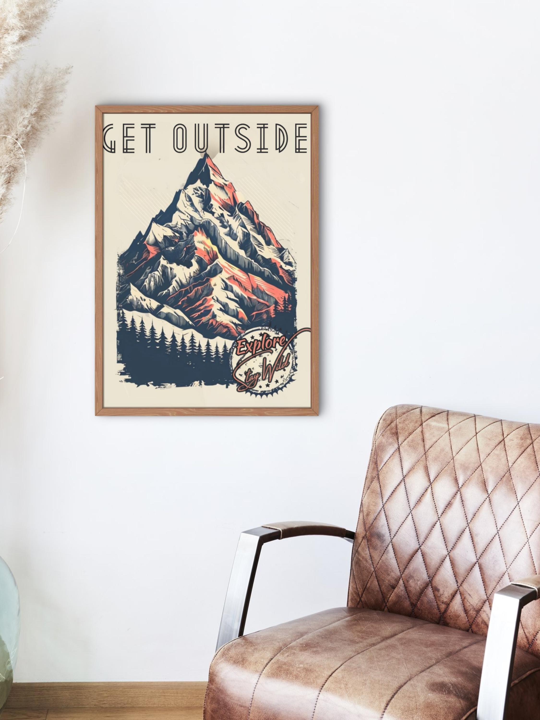 Get Outside Mountain Wall Art, Adventure Digital Print, Explore Stay ...