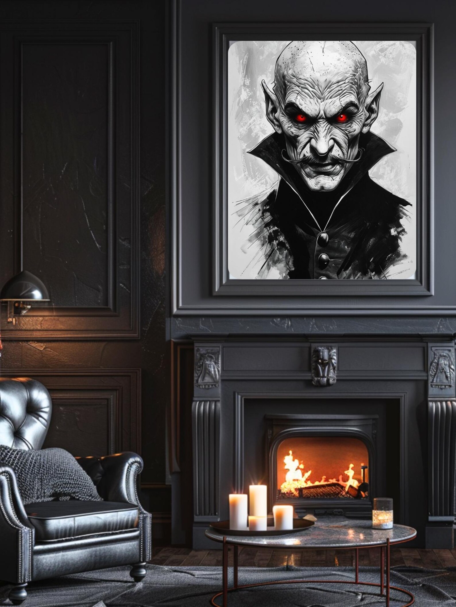 Dark Gothic Nosferatu Illustration- Dramatic Digital Art Print for Home ...