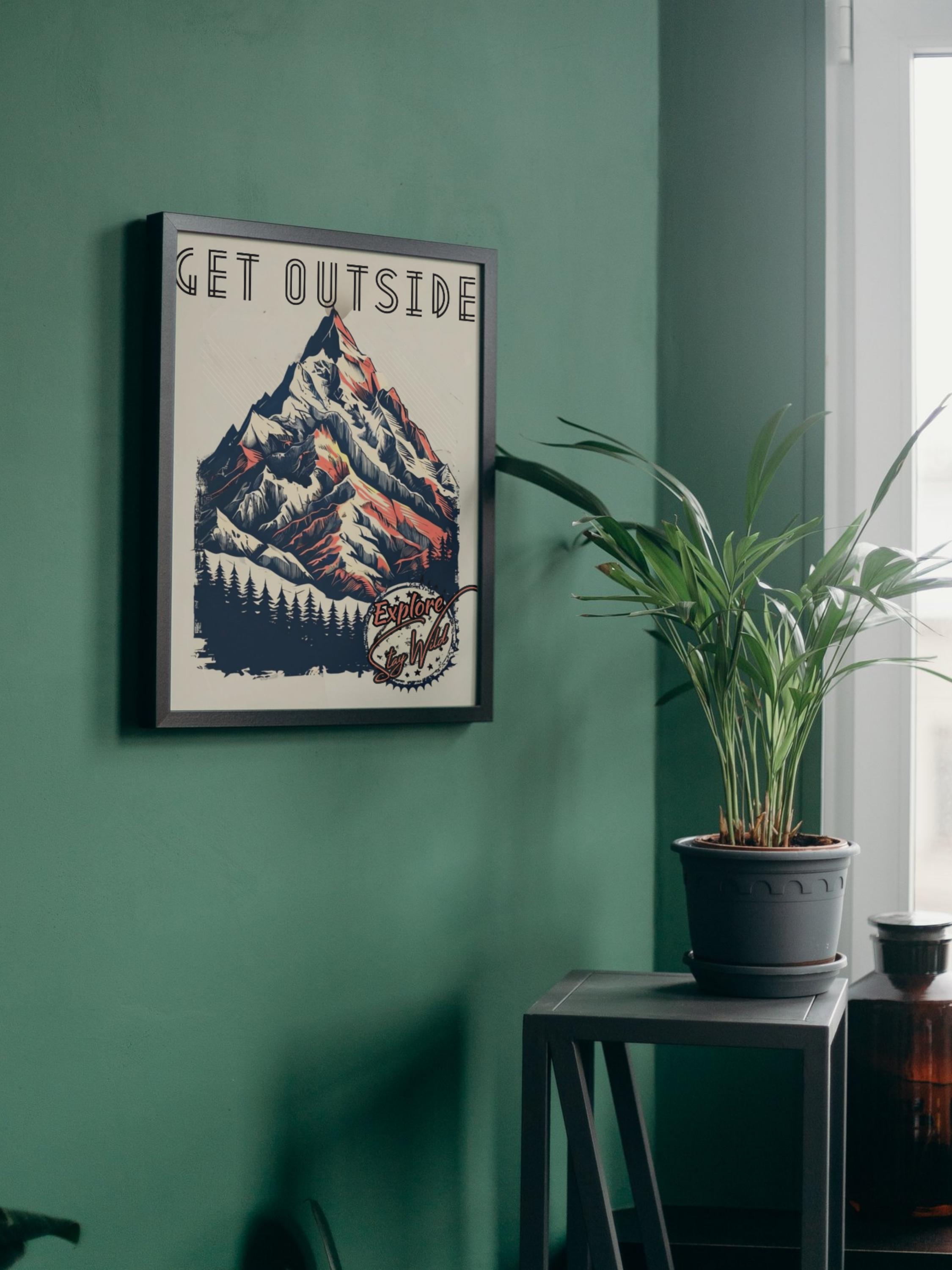 Get Outside Mountain Wall Art, Adventure Digital Print, Explore Stay ...