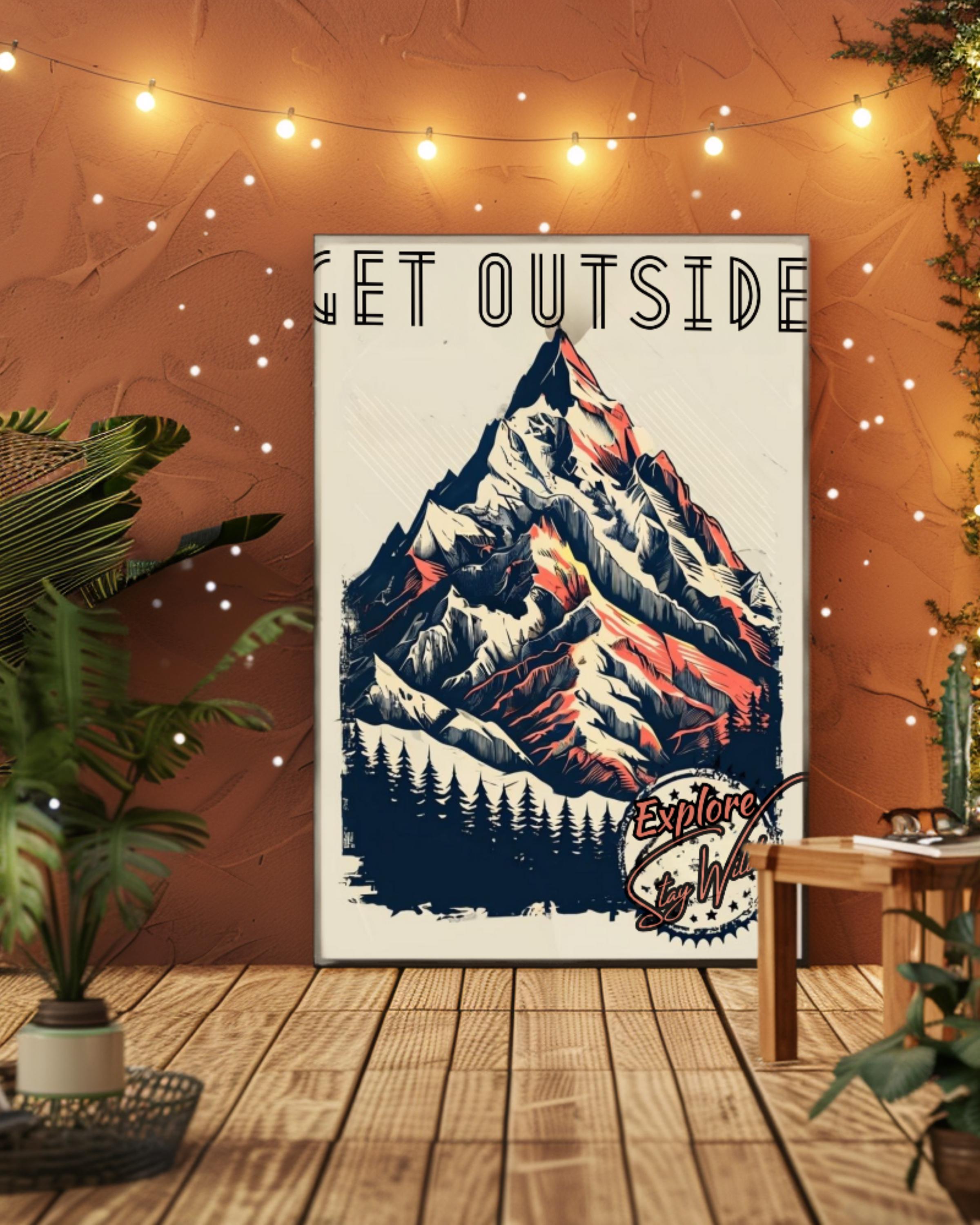 Get Outside Mountain Wall Art, Adventure Digital Print, Explore Stay ...