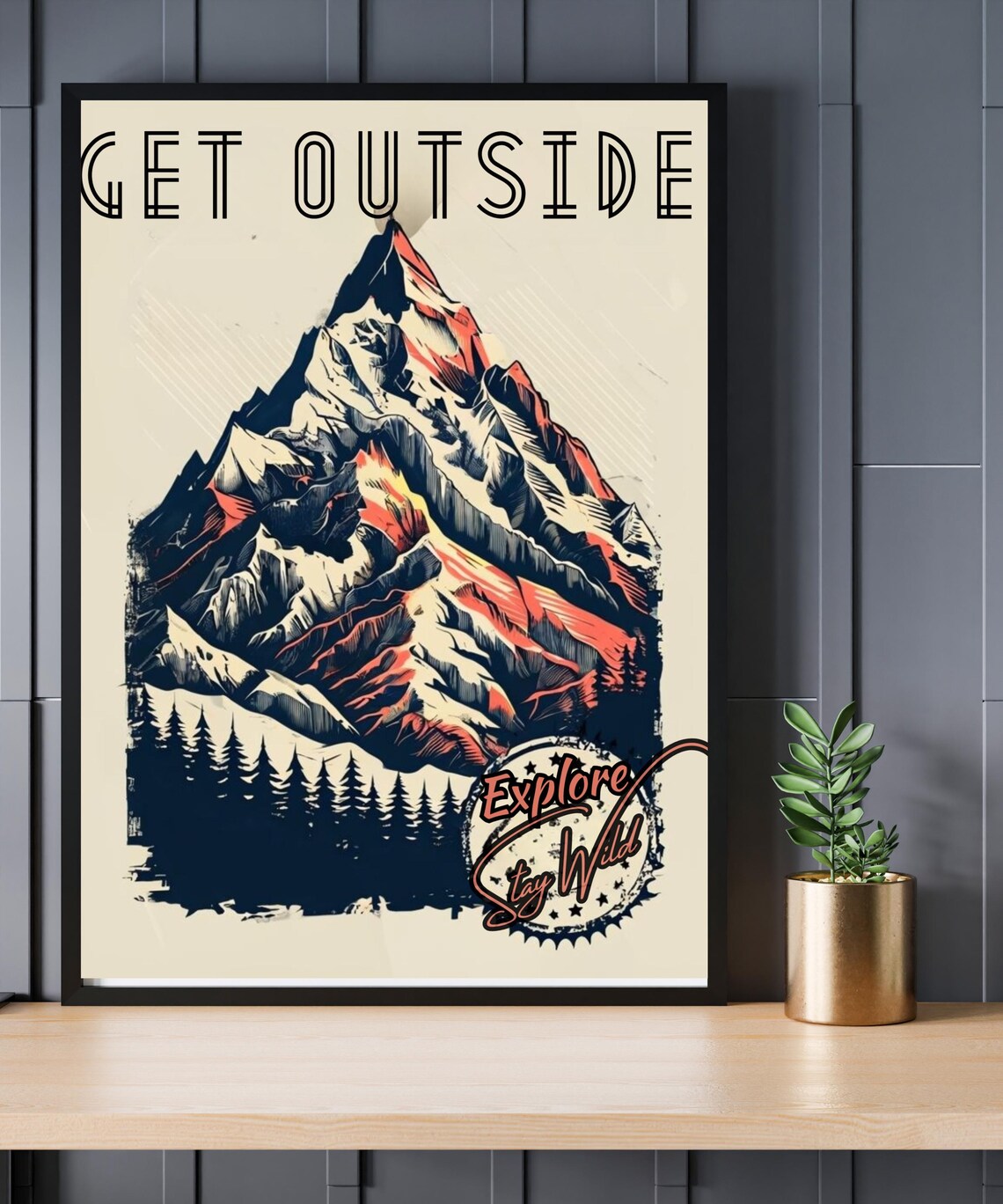 Get Outside Mountain Wall Art, Adventure Digital Print, Explore Stay ...