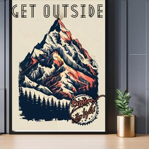 Get Outside Mountain Wall Art, Adventure Digital Print, Explore Stay ...
