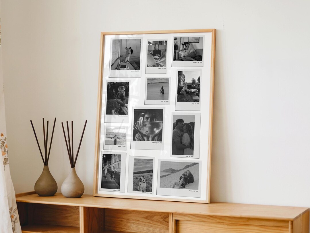 Custom Black and White Polaroid Collage Wall Art, Personalized Photo ...