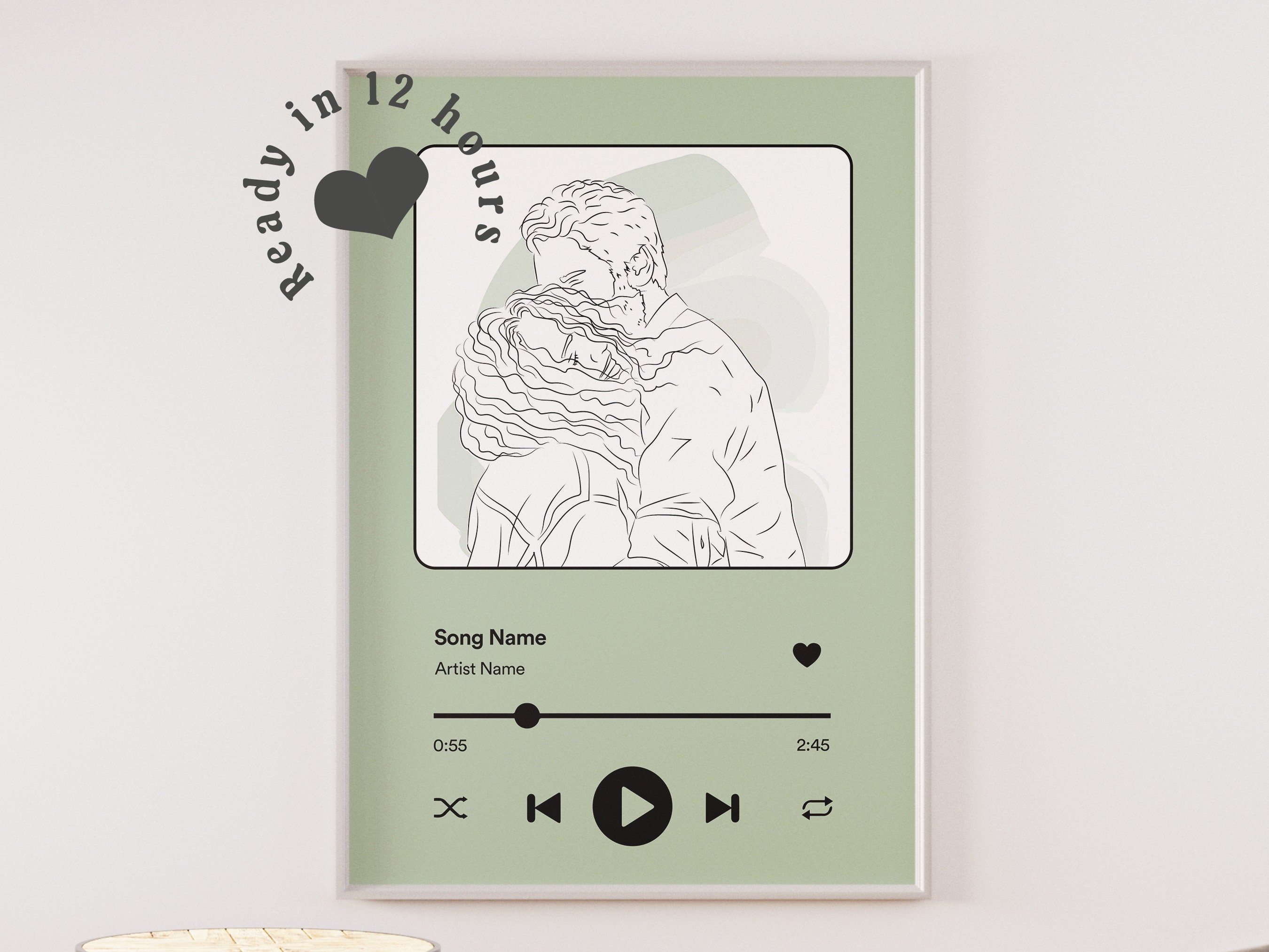 Custom Spotify Album Cover Line Art Anniversary Gift Couple Drawing ...