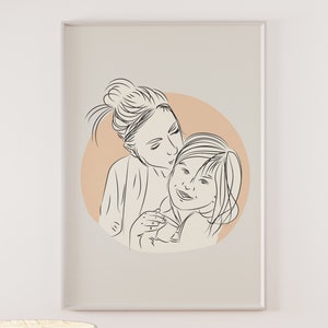 Custom Line Art Portrait Mom Gift Drawing From Photo - Etsy