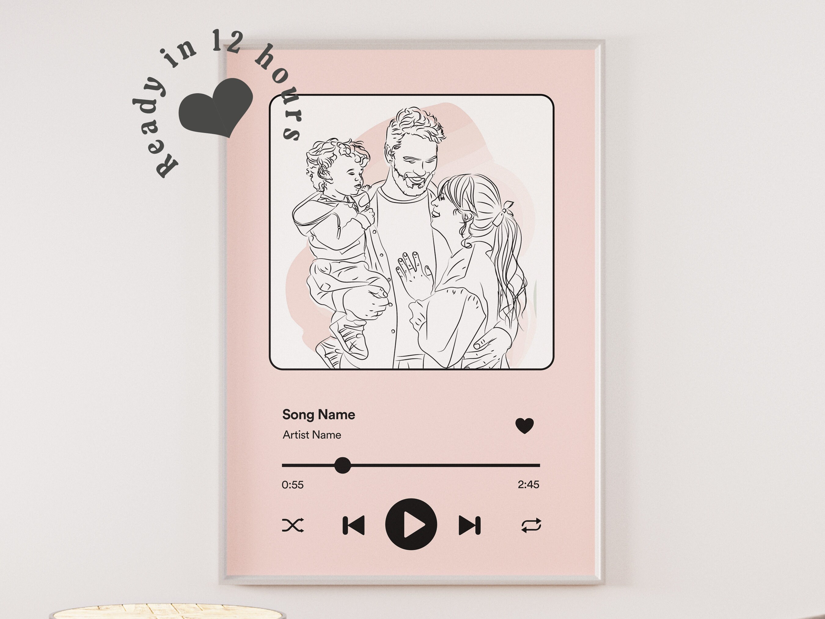 Custom Spotify Album Cover Line Art Anniversary Gift Couple Drawing ...
