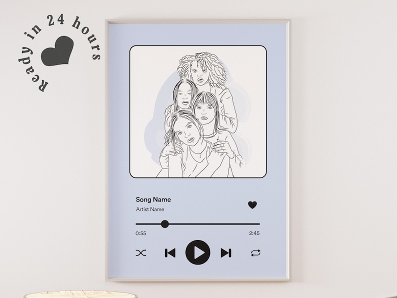 Custom Spotify Album Cover Line Art Anniversary Gift Couple Drawing ...