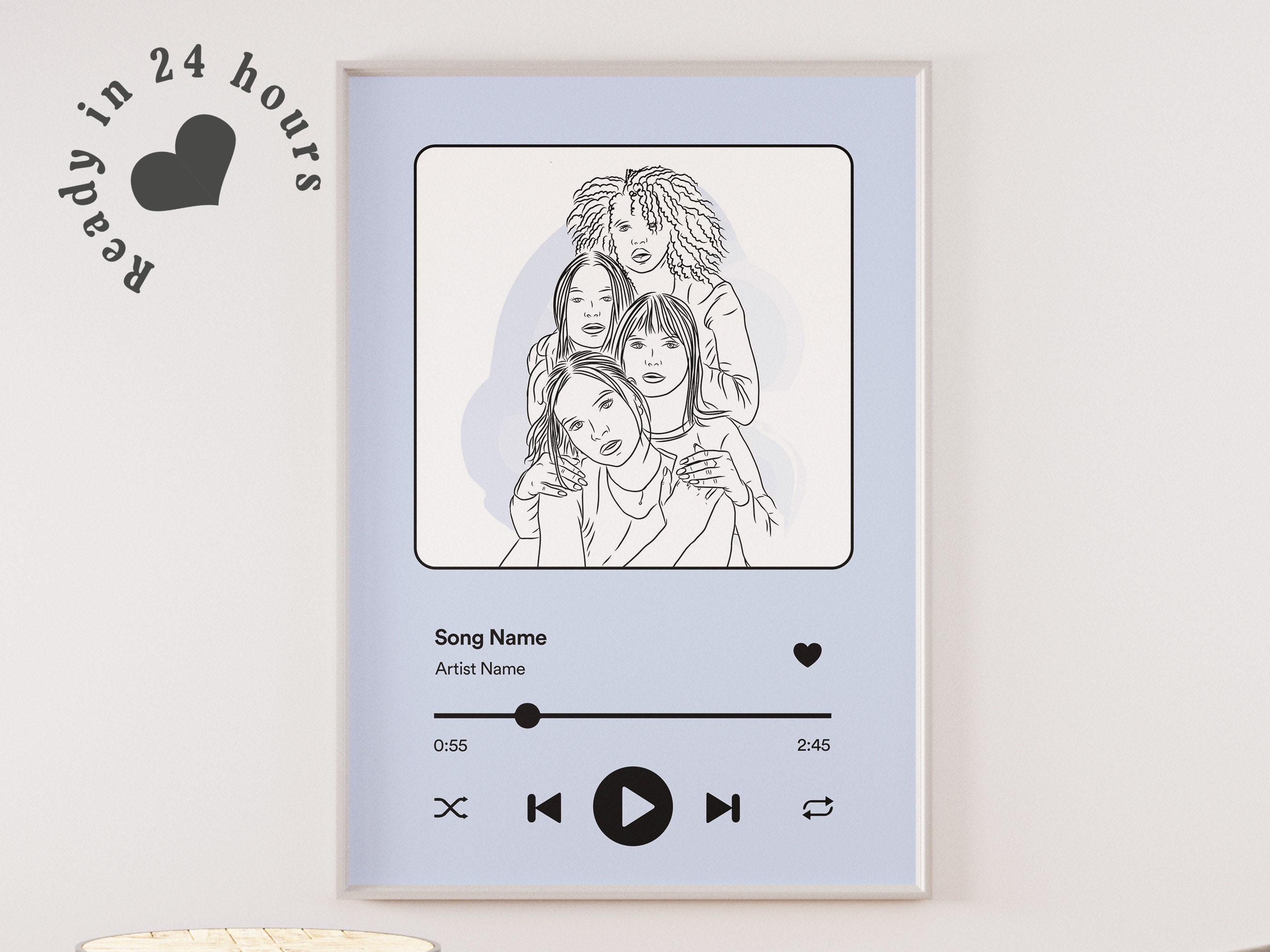 Custom Spotify Album Cover Line Art Anniversary Gift Couple Drawing ...