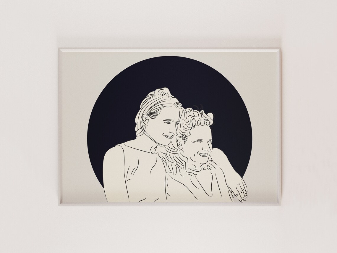 Custom Line Art Portrait Mom Gift Drawing From Photo - Etsy