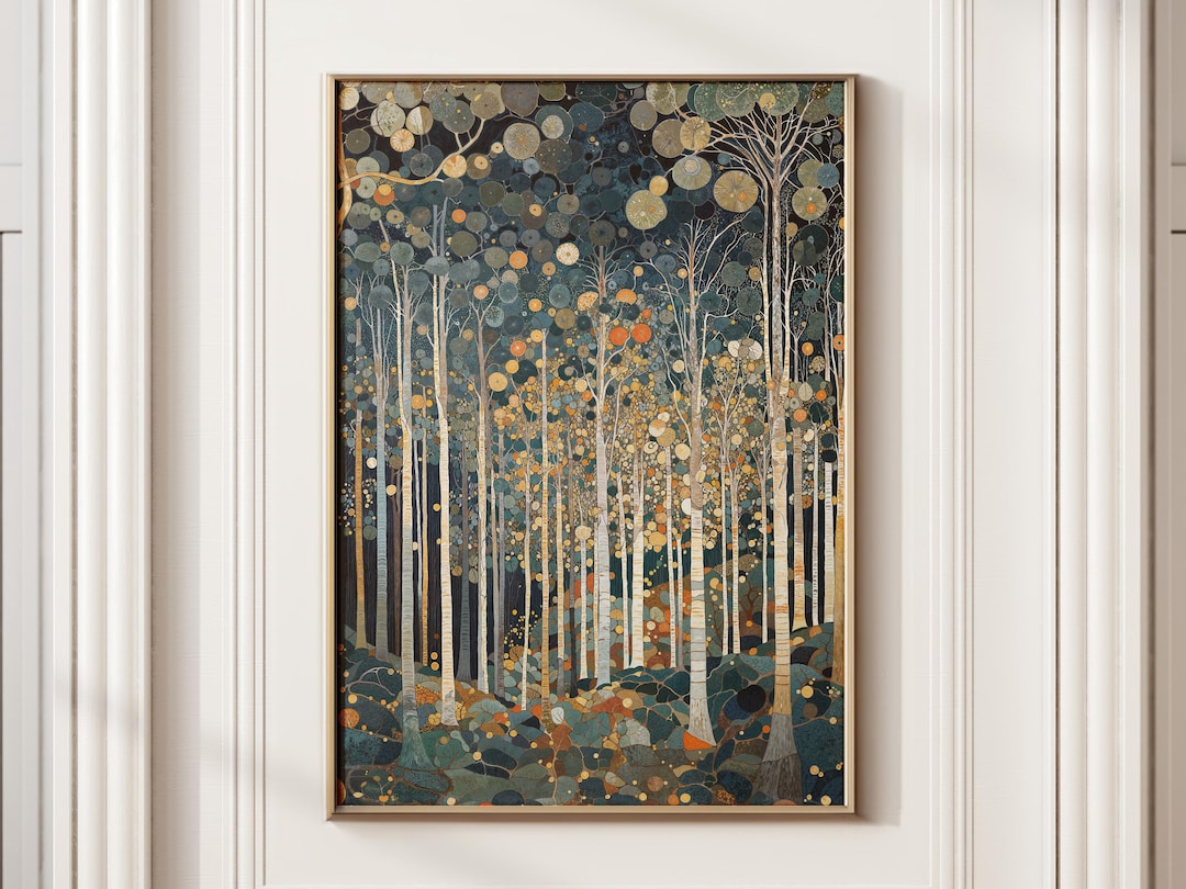 William Morris Inspired Birch Forest Mosaic Art Print – Rustic Autumn ...