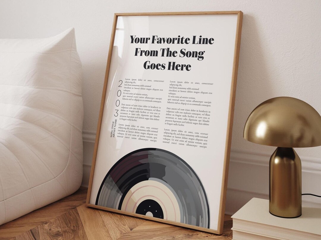 Custom Vinyl Record Poster Personalized Song Lyrics Wall Art Music ...