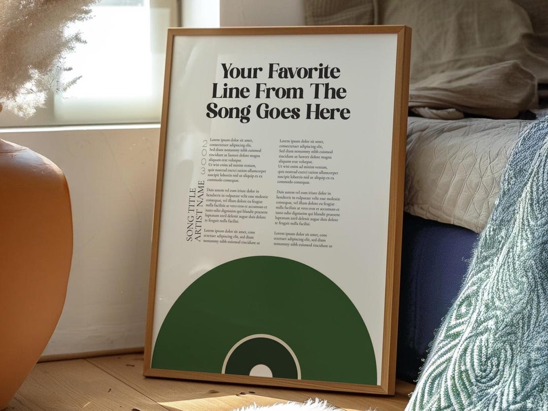 Personalised Song Poster, Custom Vinyl Record Lyric Print, Wedding Gift ...