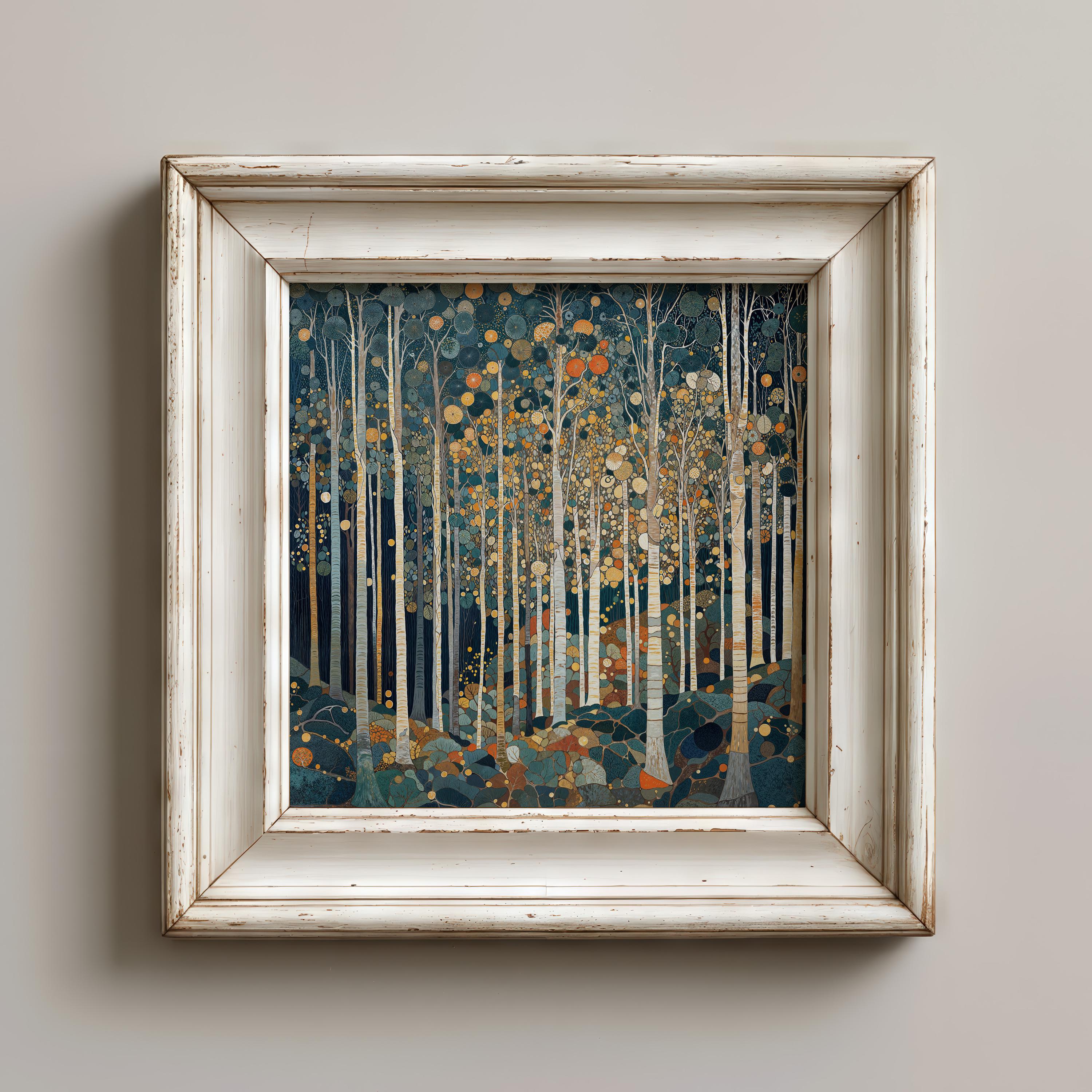 William Morris Inspired Birch Forest Mosaic Art Print – Rustic Autumn ...